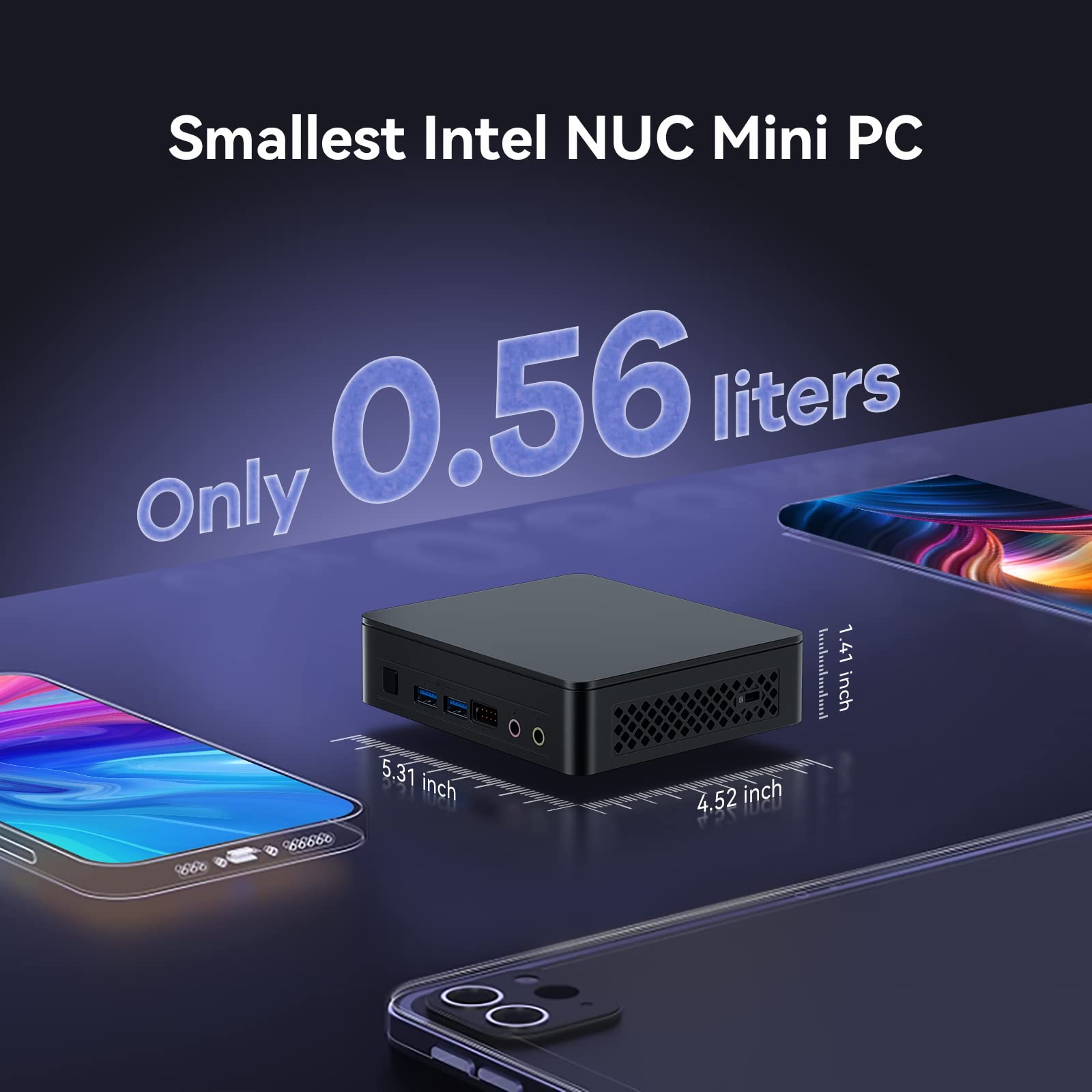 Intel NUC 11 Gen Mini PC Celeron N5105 Mini Computers,8GB DDR4 500GB M.2 SSD Portable Computer Support 4K UHD, 2.4G/5.0G Dual Wi-Fi, LAN for Business Home Education