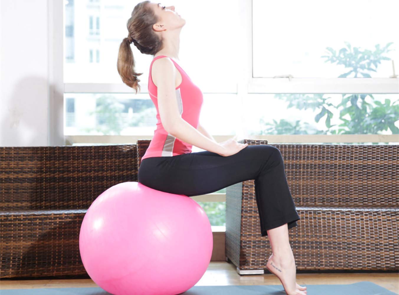 Emoly Exercise Ball for Yoga, Fitness, Balance Stability, Extra Thick Professional Grade Balance & Stability Ball - Anti Burst, Workout Program 2020 (Purple, 45cm)