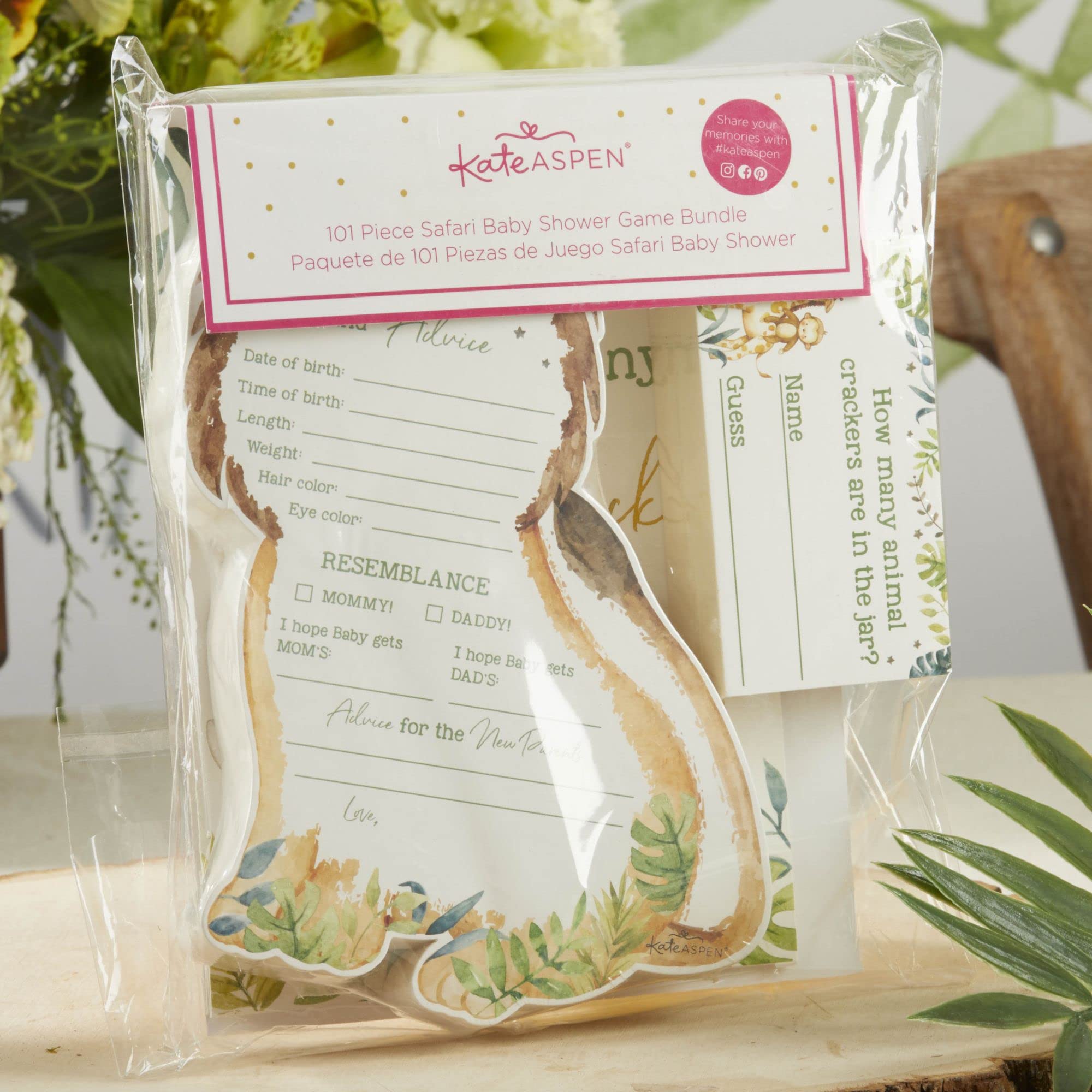 Kate Aspen Decorations Safari Baby Shower, One Size, Advice Cards & Game