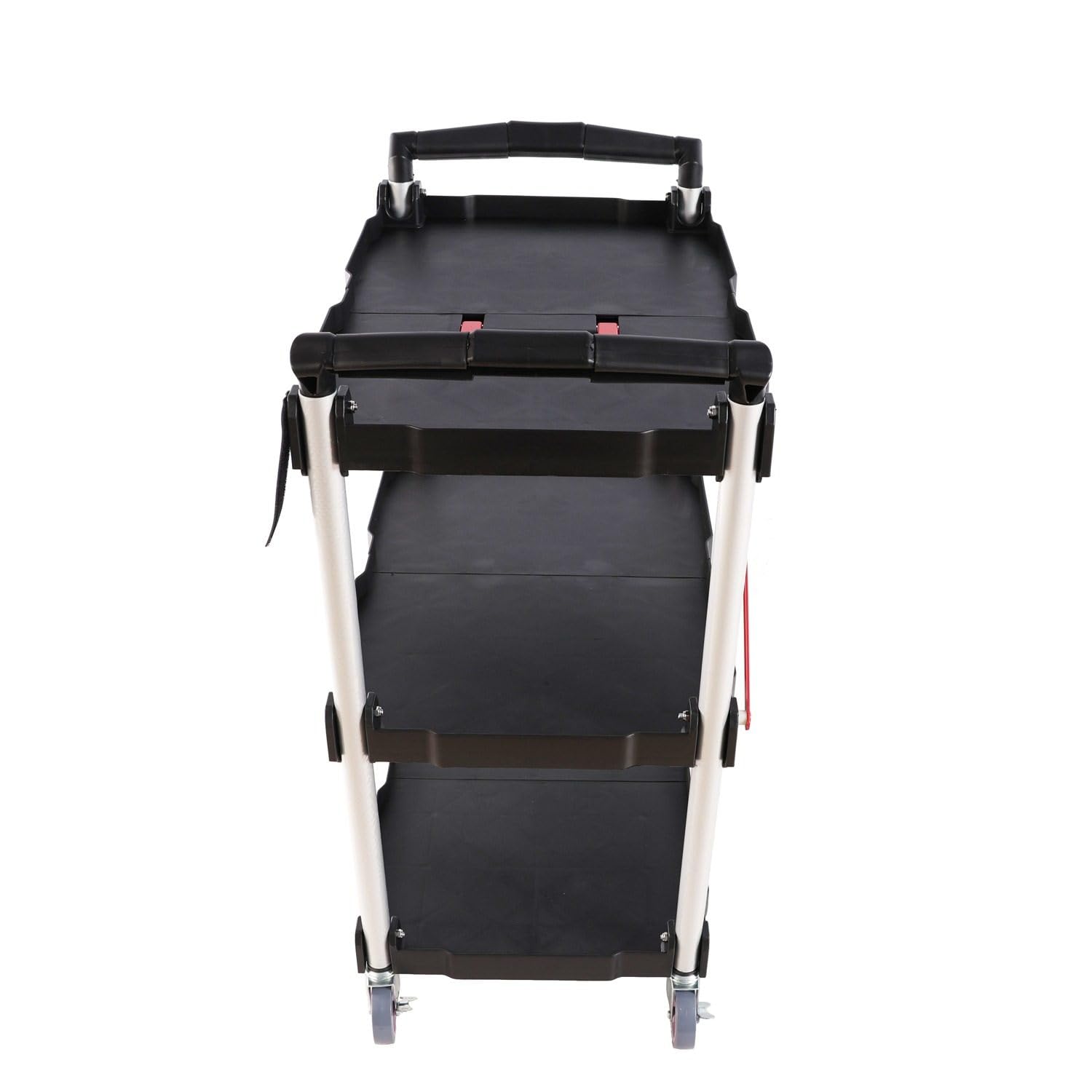 FRITHJILL Foldable Utility Cart with 3 Shelves, Heavy-Duty Rolling Cart with Locking Wheels, Compact and Portable Storage Cart for Office, Home, and Workshop, No Assembly Required