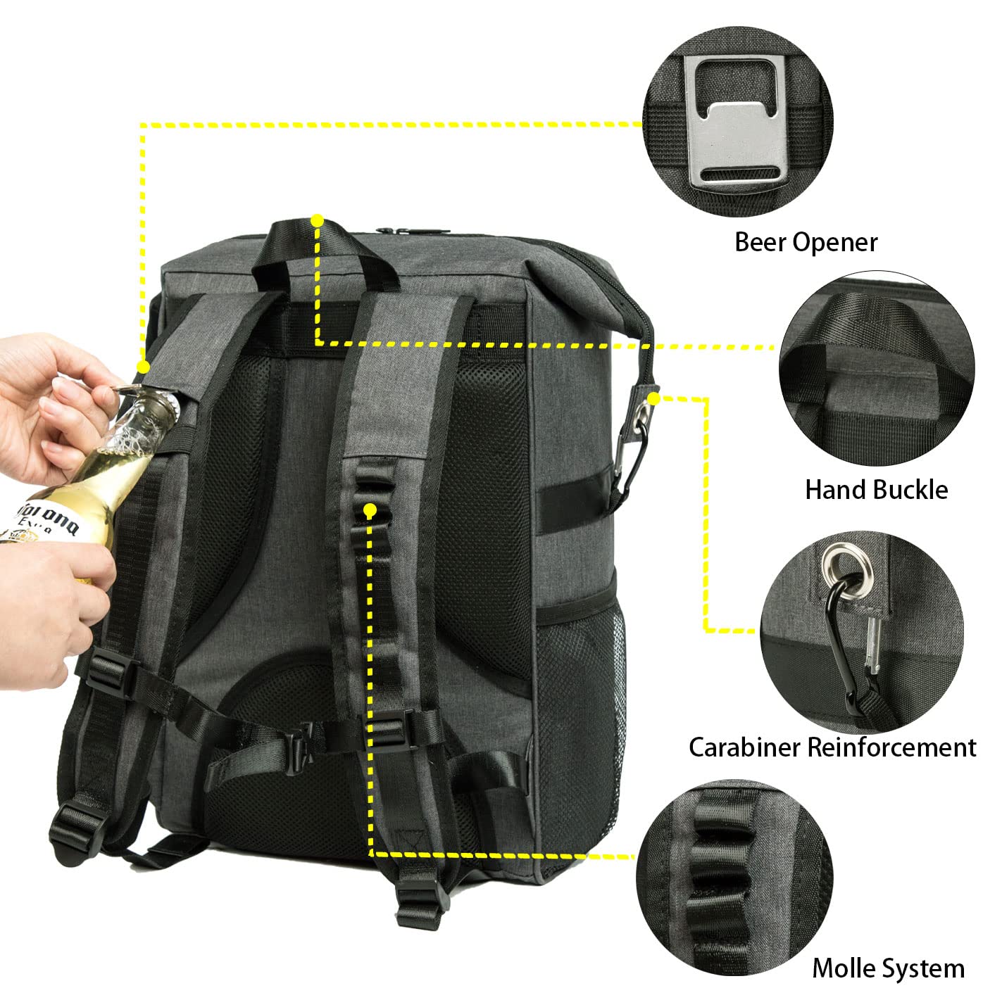 FANFAREE Backpack Cooler Insulated Waterproof Cooler Backpack Soft Lightweight with Cooler for Men Women to Lunch Picnic Fishing 30 Cans