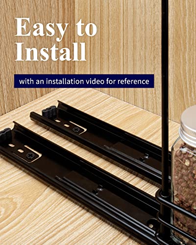 Kitsure Spice Rack Organizer for Cabinet - 2 Packs, Easy-to-Install Pull Out Spice Cabinet Organizers, 8''Wx10.23''Dx8.54''H Slide Out Spice Racks, Double Layer(Jars Not Included)
