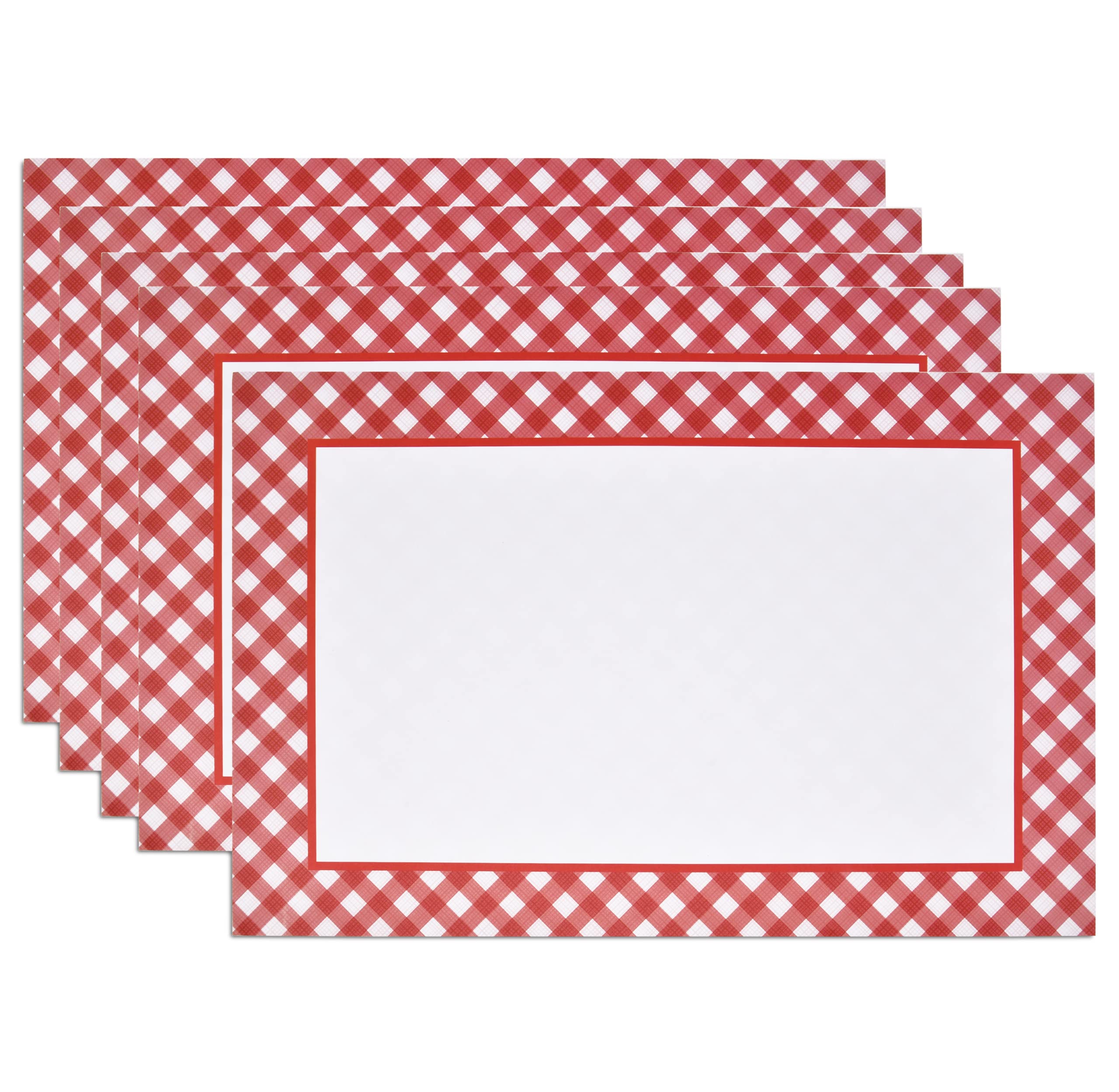 Disposable Red Gingham Paper Place Mats 50 Pack 11”x 17” Summer Checkered Picnic BBQ Table Mat Charger Place Mat for Baby Shower Wedding Birthday Tea Party Dinner Table Setting Decorations 2 Sided