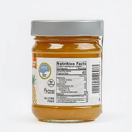Pineapple Sugar Free Jam β No Added Sugar, No Preservatives, Gluten Free Pineapple Jam β Natural Taste with Perfect Sweetness Pineapple Fruit Spread for Breakfast, Toasts