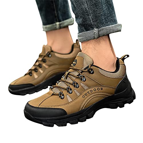 FASDNENDYS Fashion Summer and Autumn Men Hiking Shoes Non Slip Soles Thick Bottom Mesh Mens Sneaker Boots Size 9 Brown