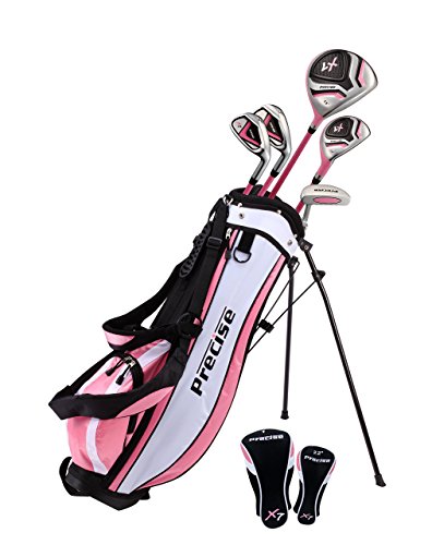 Distinctive Girls Pink Junior Golf Club Set for Age 6 to 8 ( Height 3'8" to 4'4" ), Left Handed Only, Set Includes: Driver, Hybrid Wood, 2 Irons, Putter, Bonus Stand Bag & 2 Headcovers