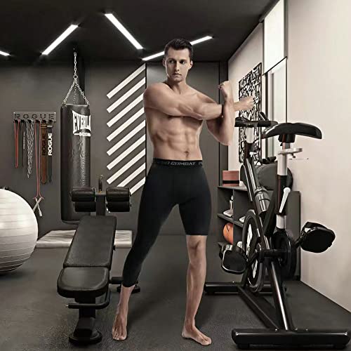 The New Men's Basketball Single Leg Tight Sports Pants 3/4 One Leg Compression Pants Athletic Base Layer Underwear (Large, Black-2)