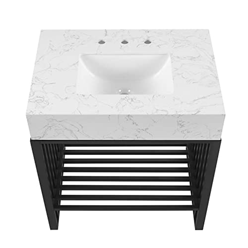 Modway Gridiron 30" Stainless Steel Bathroom Vanity, 30 Inch, Black
