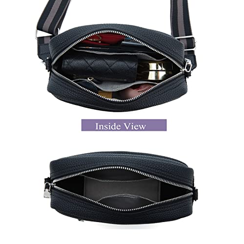 DIVCIDLC Small Crossbody Bag with Wide Guitar Strap Camera Purse Shoulder Handbag Satchel, Black