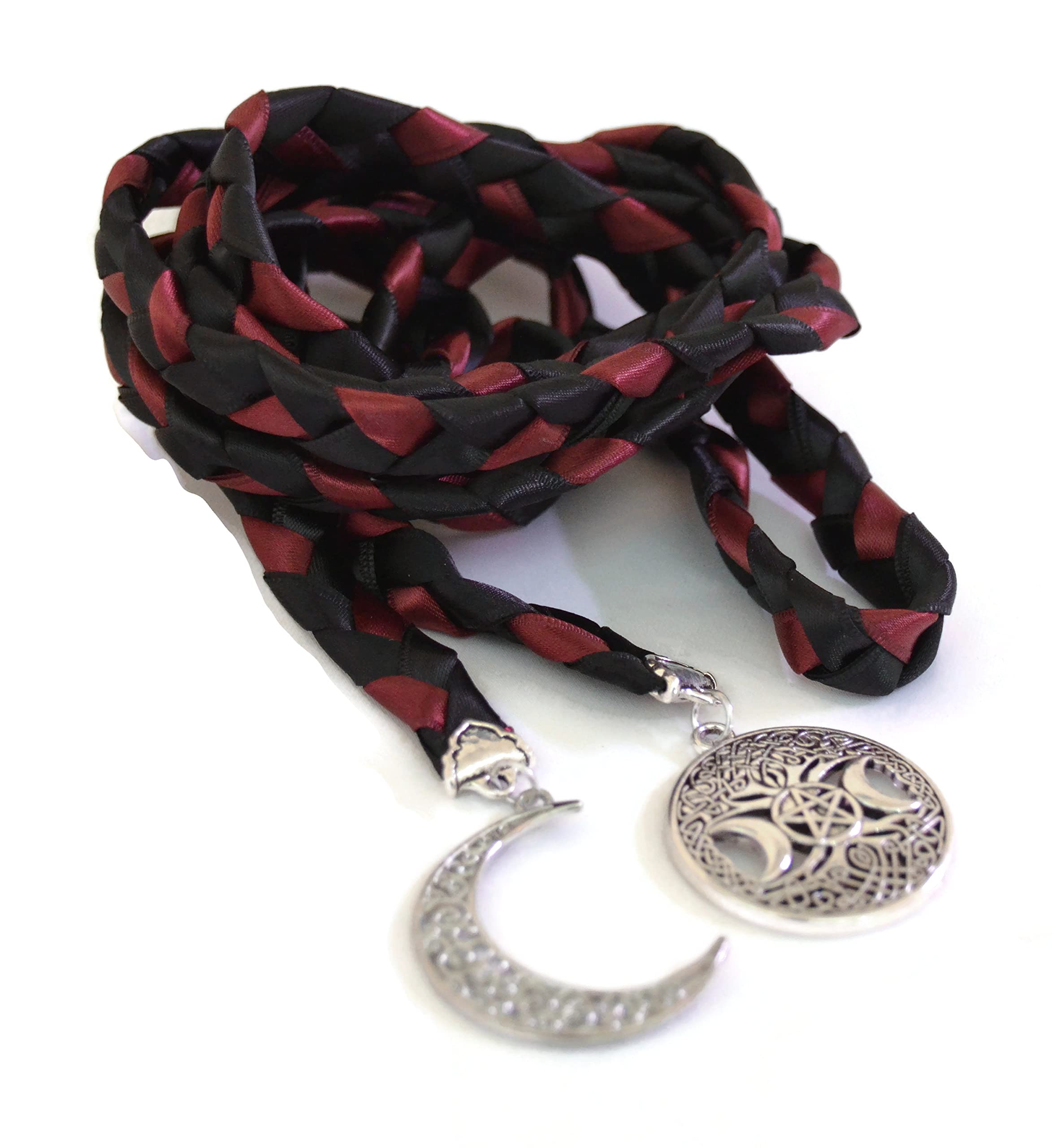 Divinity Braid Black Burgundy Triple Moon Goddess Wedding Handfasting Cord #Wedding#DivinityBraid #Celtic #Handfasting #Wedding #Pagan #HandfastingCord, HF-020