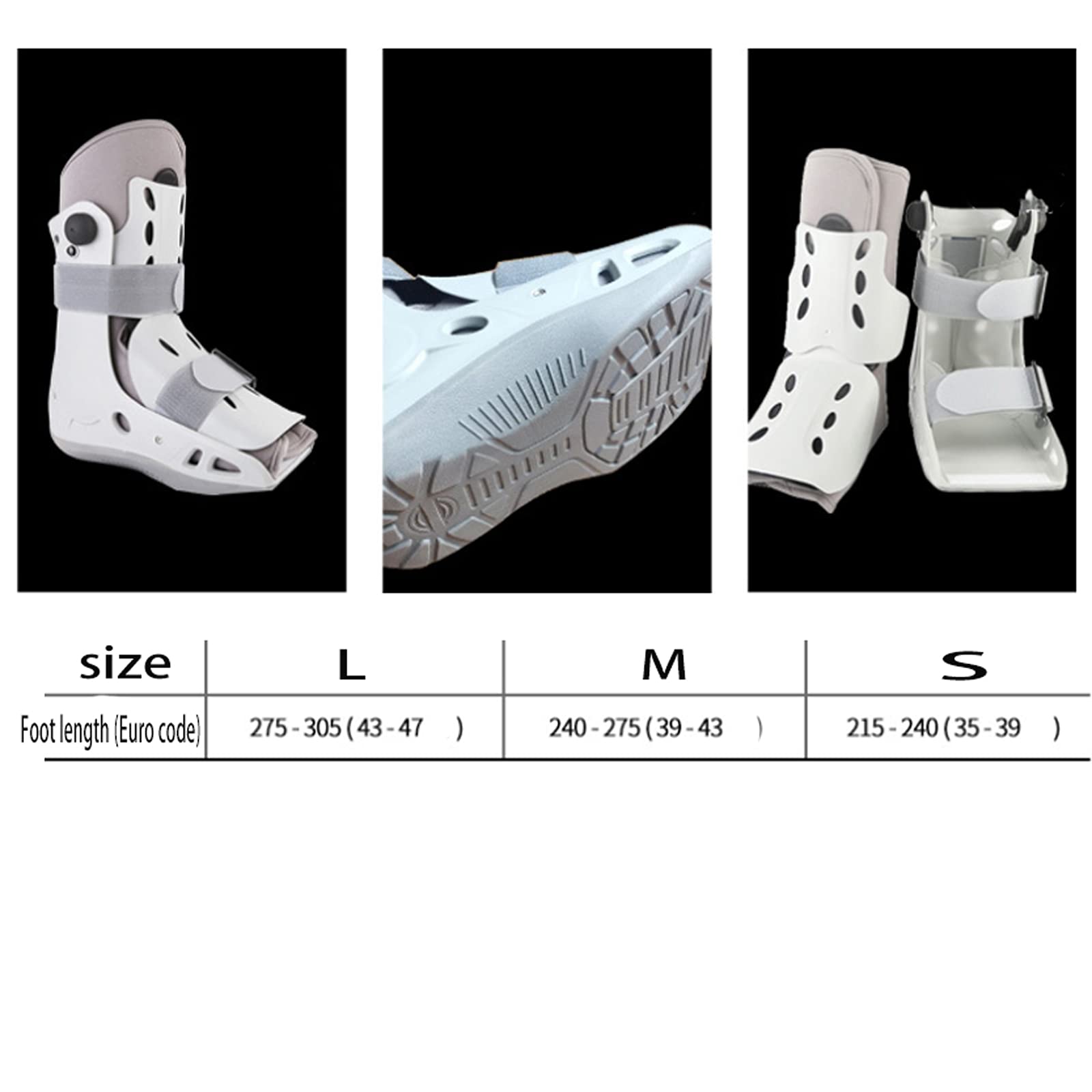 DXDUI Fracture Walking Boots Breathable Orthosis Strap Support Plantar Splint Brace for Ankle Foot Injuries Surgery Ankle Sprain Left and Right Feet White,L
