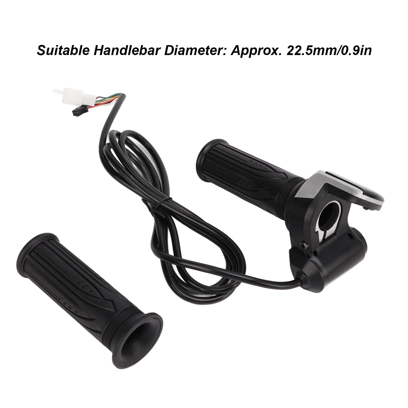 Electric Bicycle Throttle Handle, Rubber LED Display Electric Bike Throttle Grip with Battery Indicator Power Switch Key (#3)