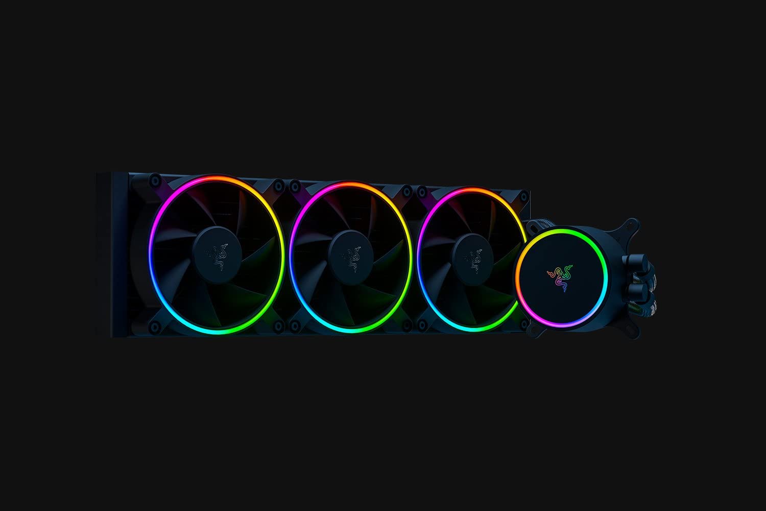 Razer Hanbo Chroma RGB All in One Liquid Cooler aRGB Pump Cap: AIO Design - Quiet, Powerful aRGB Fans - PWM Fan Controller Support - Intel LGA 115X Series, 2011, 1200, 1700, AM5 Compatible - 360MM