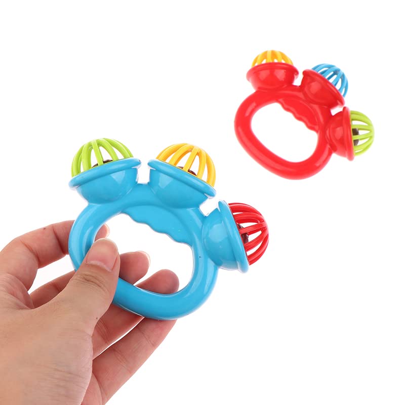 Fublazeze 1Pc Plastic Infant Comfort Rattle 0-3 Years Old Ringing Three-Headed Bell Color Baby Hand Grabbing Rattle