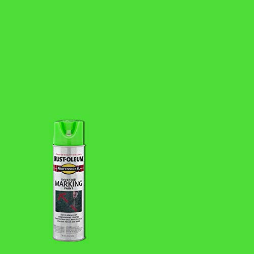 Rust-Oleum 207464 Professional Inverted Marking Spray Paint, 15 oz, Fluorescent Green