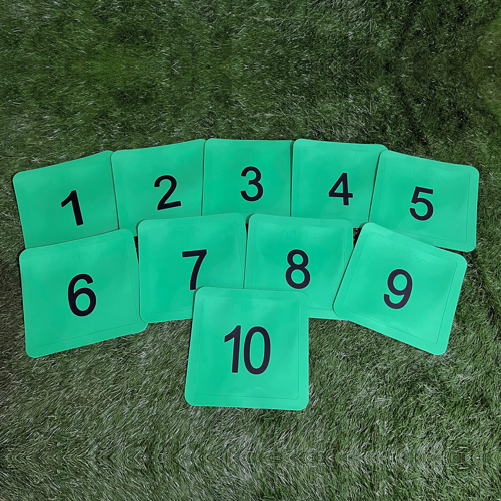 Eco Walker 12inch Numbered Floor Spot Markers Thrown Down Baseball Bases Foot Yard Marker Hopscotch Square Mat (BLUE)