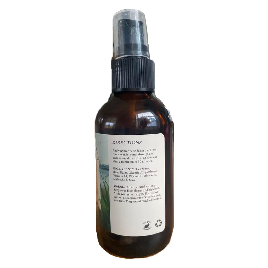 Rice Water For Hair Growth by Baja Basics, Thickness, Strength, Shine - Leave-in Conditioner for Scalp, Dry Split End Moisturizer - Mist Spray for Curly, Straight, Thick, Thin Hair 4oz
