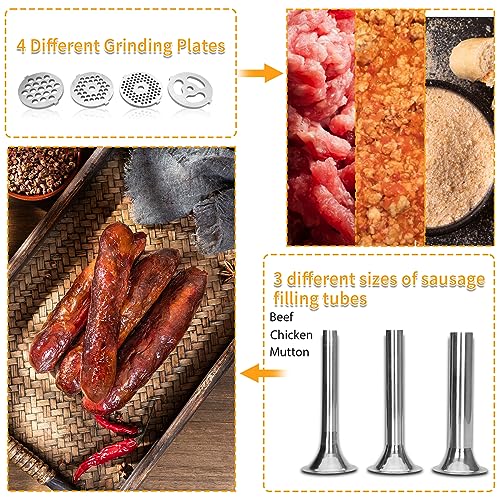 Meat Grinder Attachment Replacement for Kitchenaid Stand Mixers Meat Grinder, Meat Grinder Attachment For Grinder Attachment, Meat Grinder&Slicer Attachment with3 Sausage Tubes
