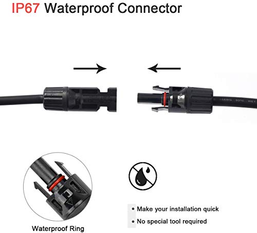 JHBOX 10AWG 1x10ft Solar Panel Extension Cable with MC4 Connector | Female and Male Wire Connectors| Solar Panel Adaptor Kit Tool | DIY Solar Panel Kits for Housing Commercial Roof