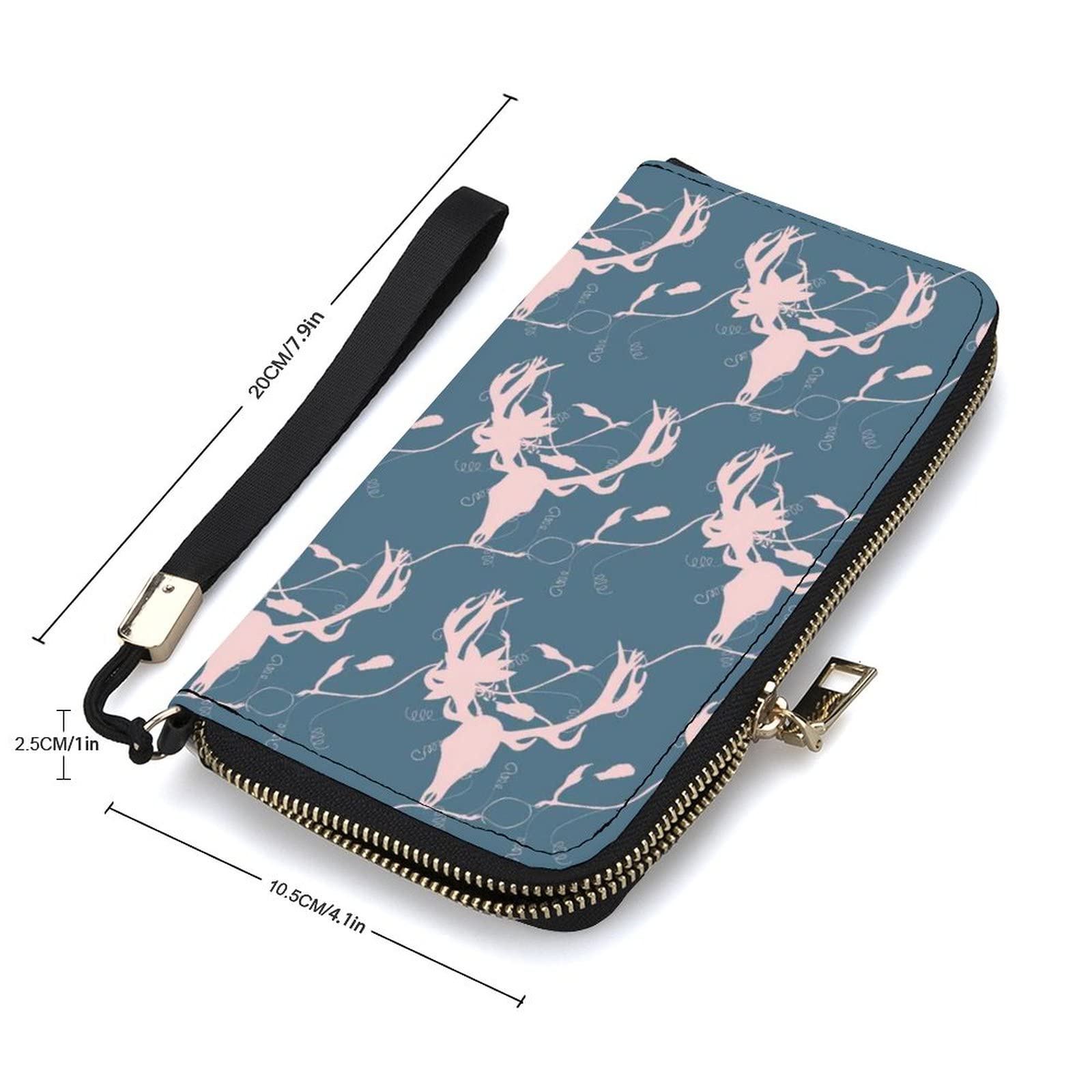 FunnyStar Deer Skull Pattern Travel Wallet Leather Wristlet Purse Portable Case For Boarding Pass ID Money Tickets With Zipper