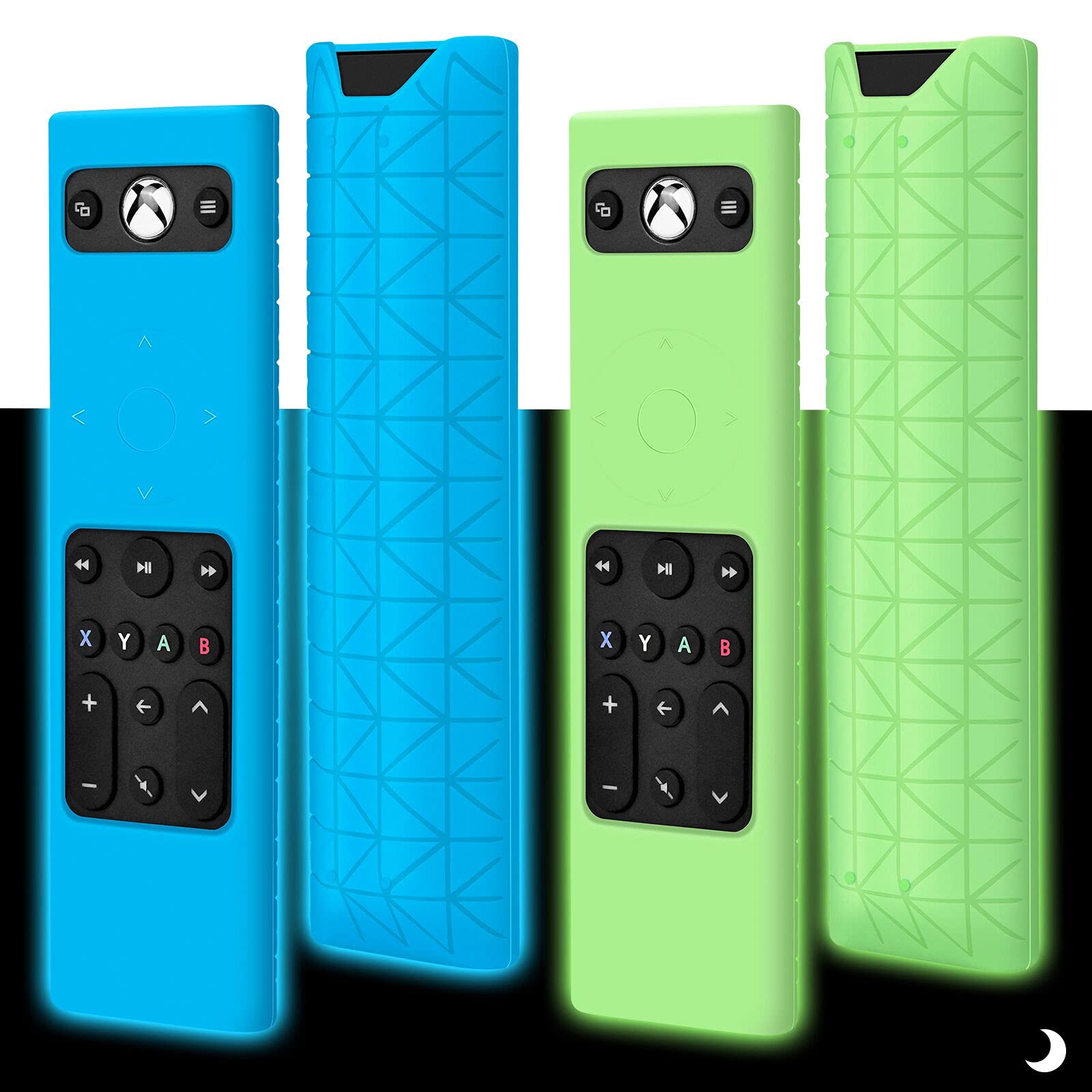 EVAHOM [2 Pack] Silicone Cases for PDP Gaming Multipurpose Media Remote Xbox Series X|SXbox OneXbox, Waterproof One Cover, Anti-Slip Shockproof Protective Sleeve Blue Green Glow in Dark
