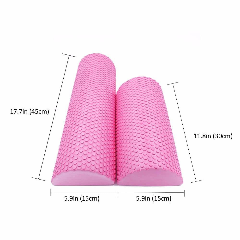 Foam Roller,30-45cm Muscle Massage Roller Half Round Fitness Roller Yoga Block Balance Pad Muscle Physical Restoration(45cm,Pink)