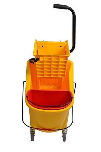 Janico 1036 Mop Bucket Side Press Wringer Combo, 36 Quart 9 Gallon, Includes Insert Mop Bucket, Yellow