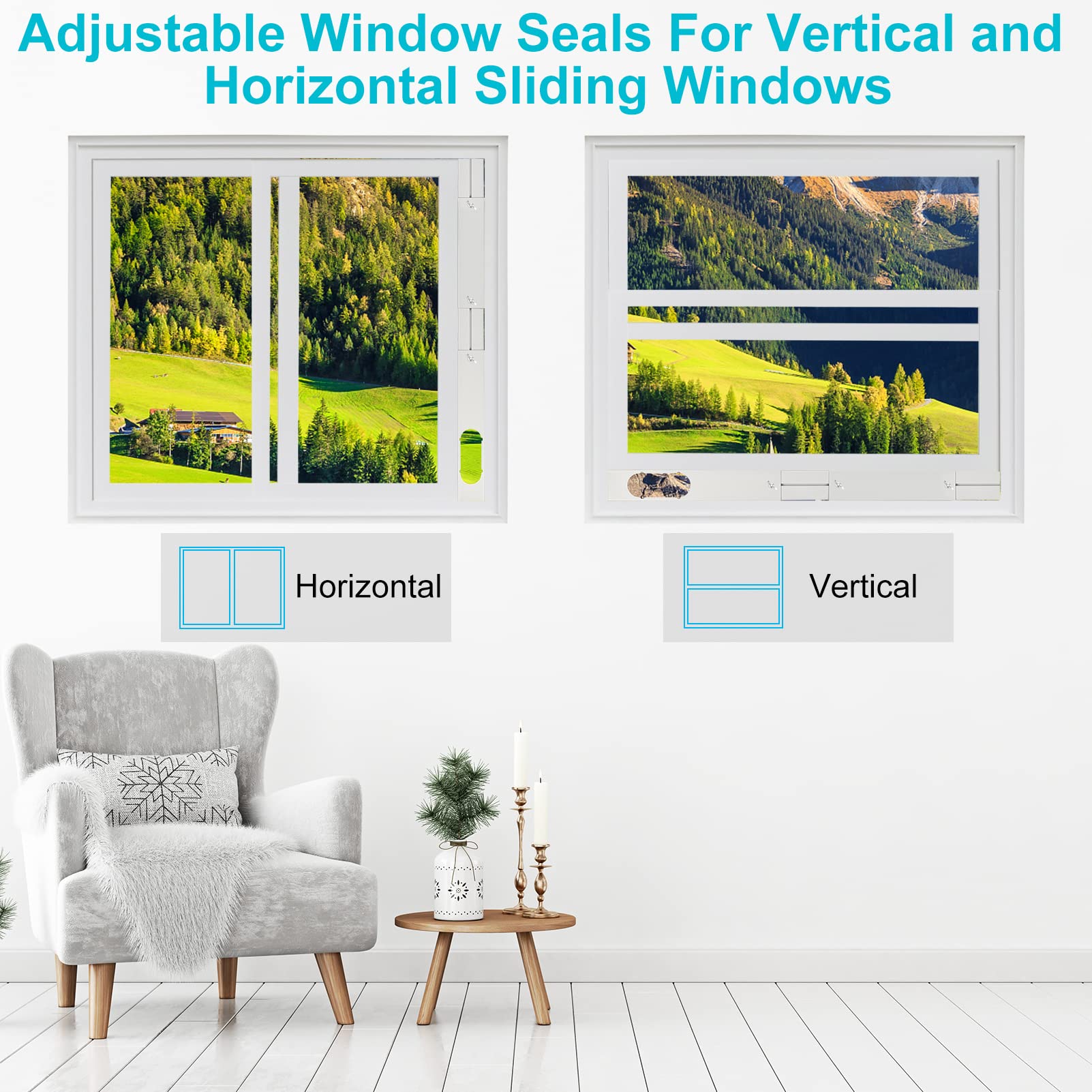 Foancie Portable AC Window Vent Kit with 5.9” Exhaust Hose & Coulper, Universal Window Seal for Portable Air Conditioner, Adjustable AC Duct Kit for Sliding Horizontal & Vertical Windows