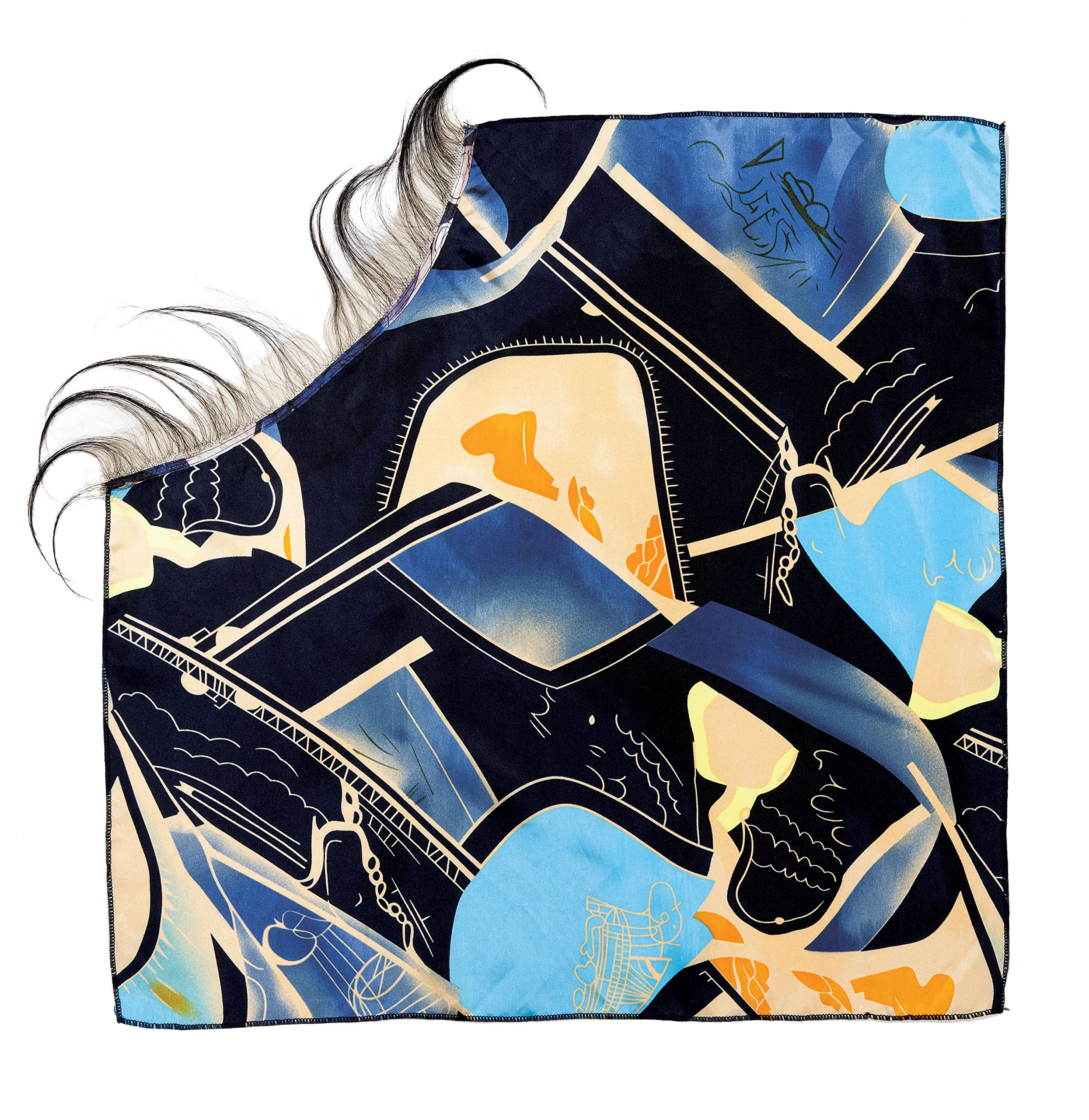 Janet Collection Melt LaFichu Edge Scarf with Baby Hair –Satin Head Wrap for Edge Style – Hand Knotted Scarf with Baby Hair (MONET)