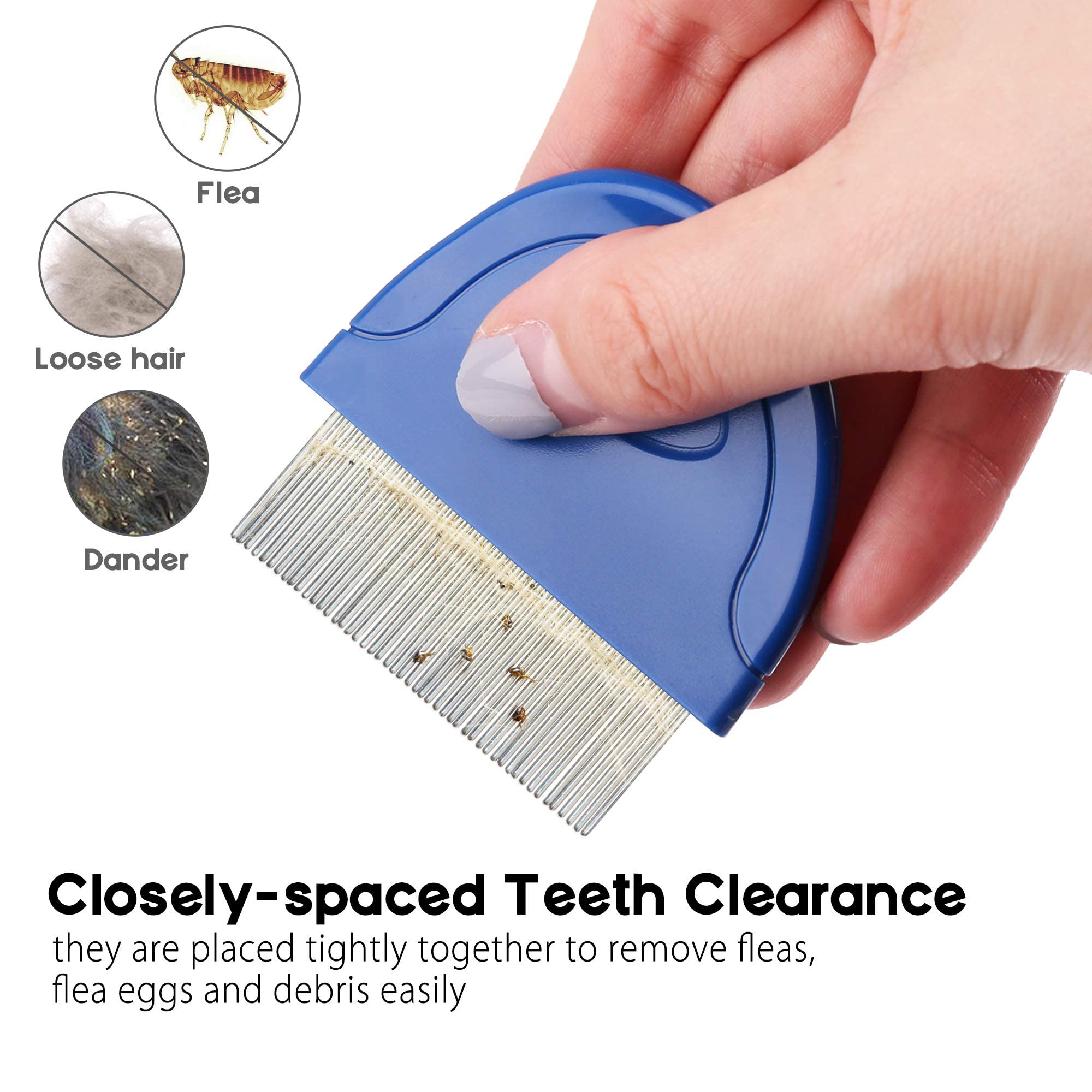 PrimePets Flea Comb for Cat Dog, Pet Hair Removal Comb