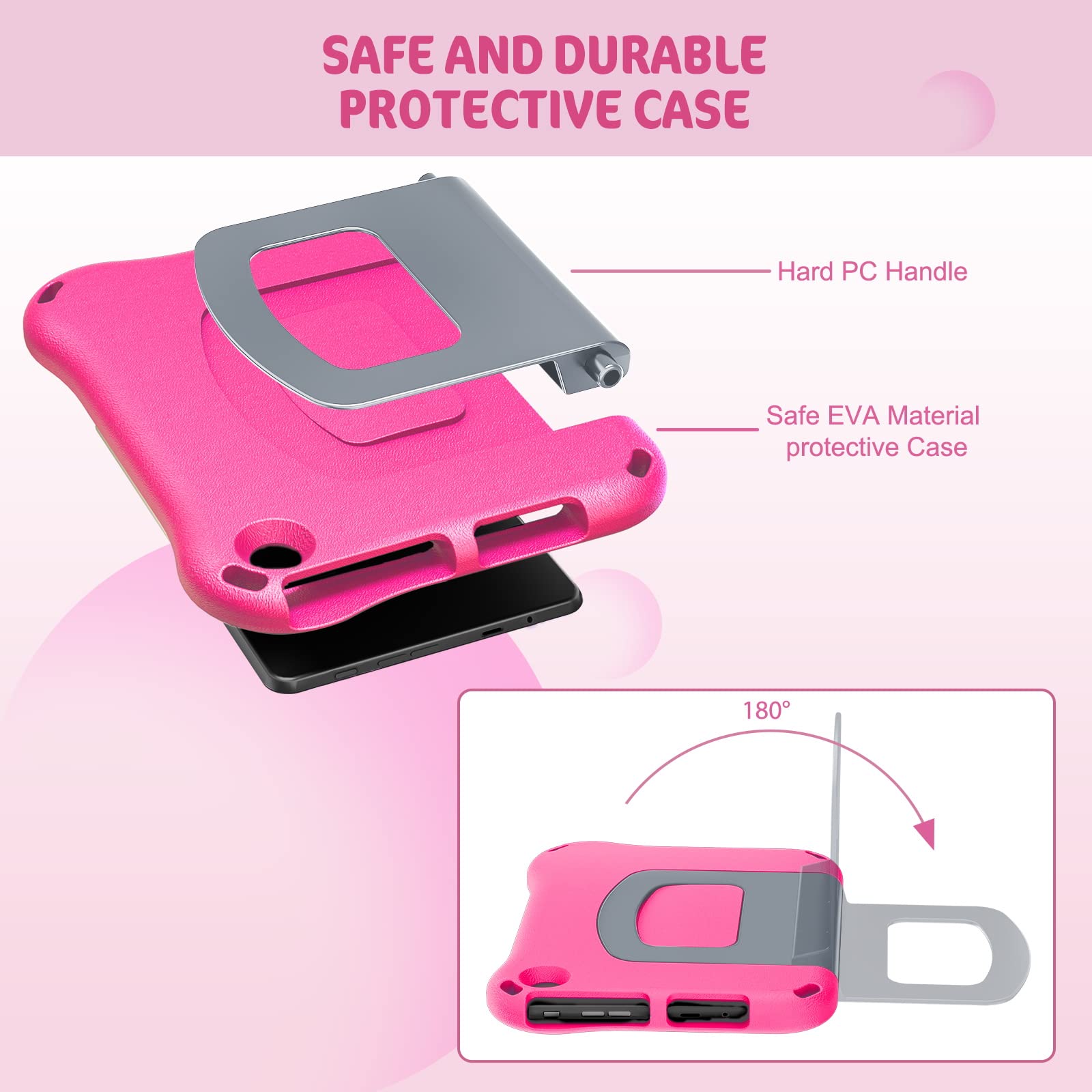Kids-Proof 8 inch Tablet Case, Tablet 8 Kids Case(Only for 2022 Release, 12th Generation&2020 Release, 10th Generation)-Auorld Light-Weight Kids-Proof Case with Stand for Tablet 8-Pink