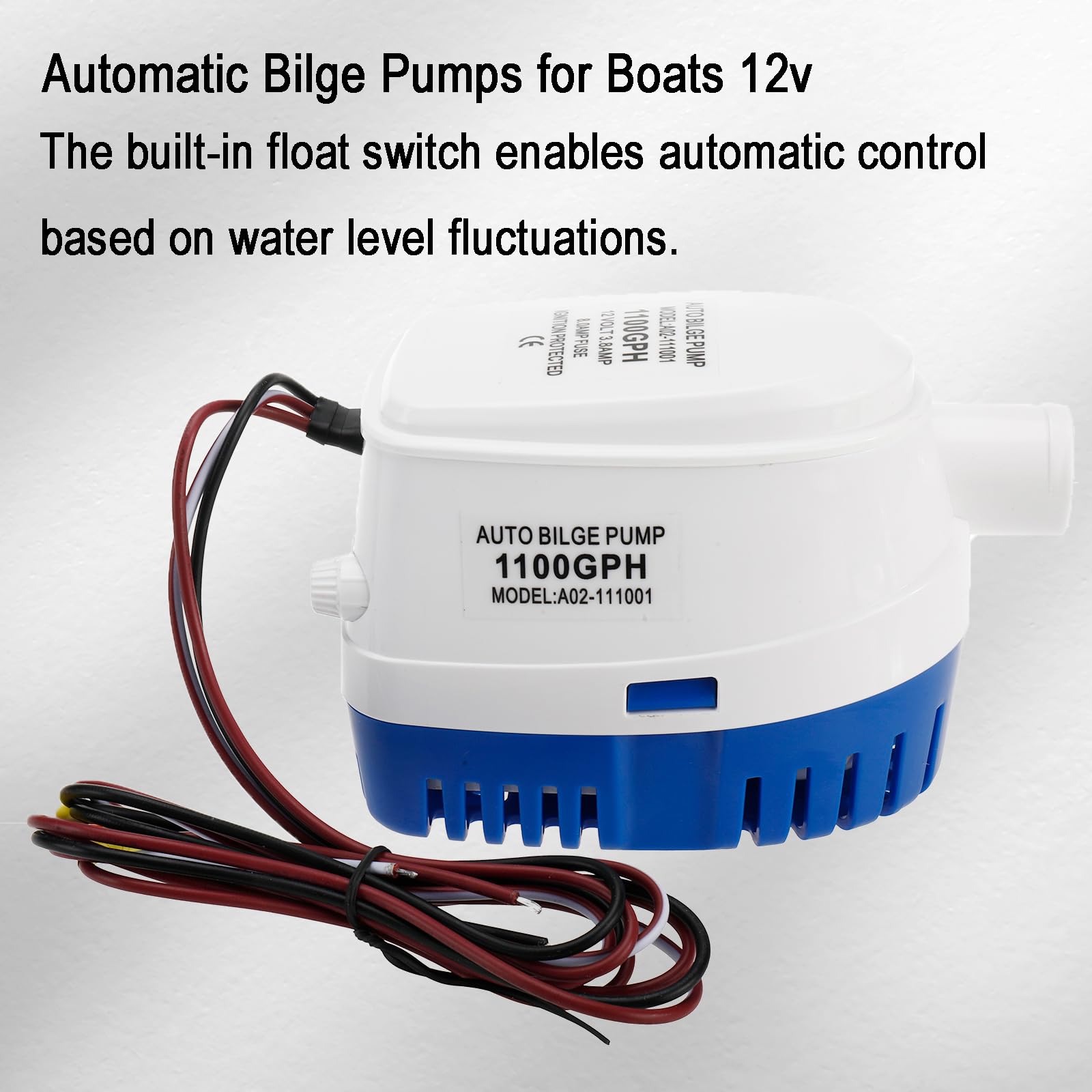 DasMarine 12V Automatic Submersible Boat Bilge Water Pump 1100GPH Built-in Auto Float Switch (1100GPH)