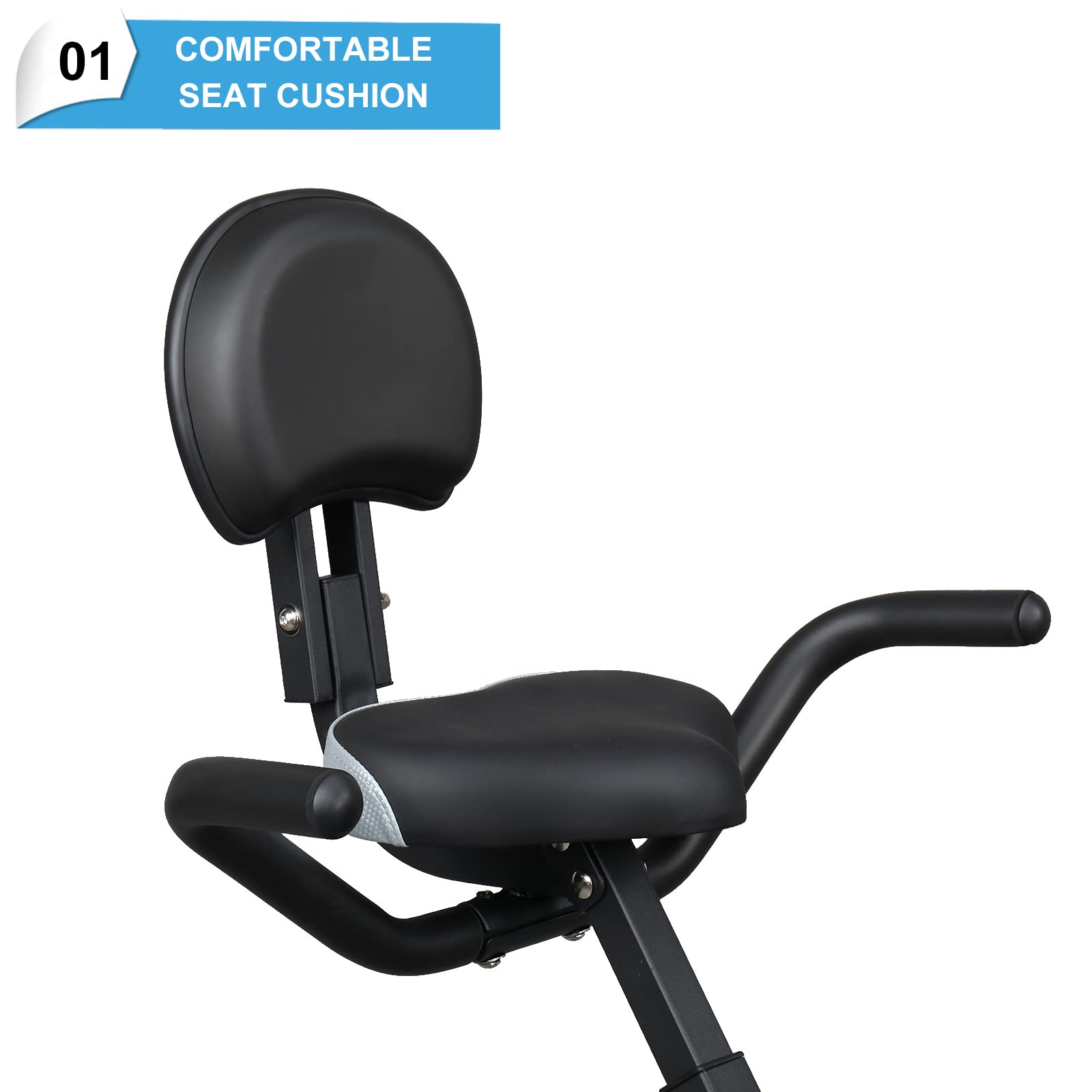 Foldable Exercise Bike Stationary Bikes Cycling Workout Machine for Fitness & Cardio Exercise for Home Indoor Cycle w/LCD Display, 8 Level Resistance, Adjustable Height & Comfortable Handle, BLACK
