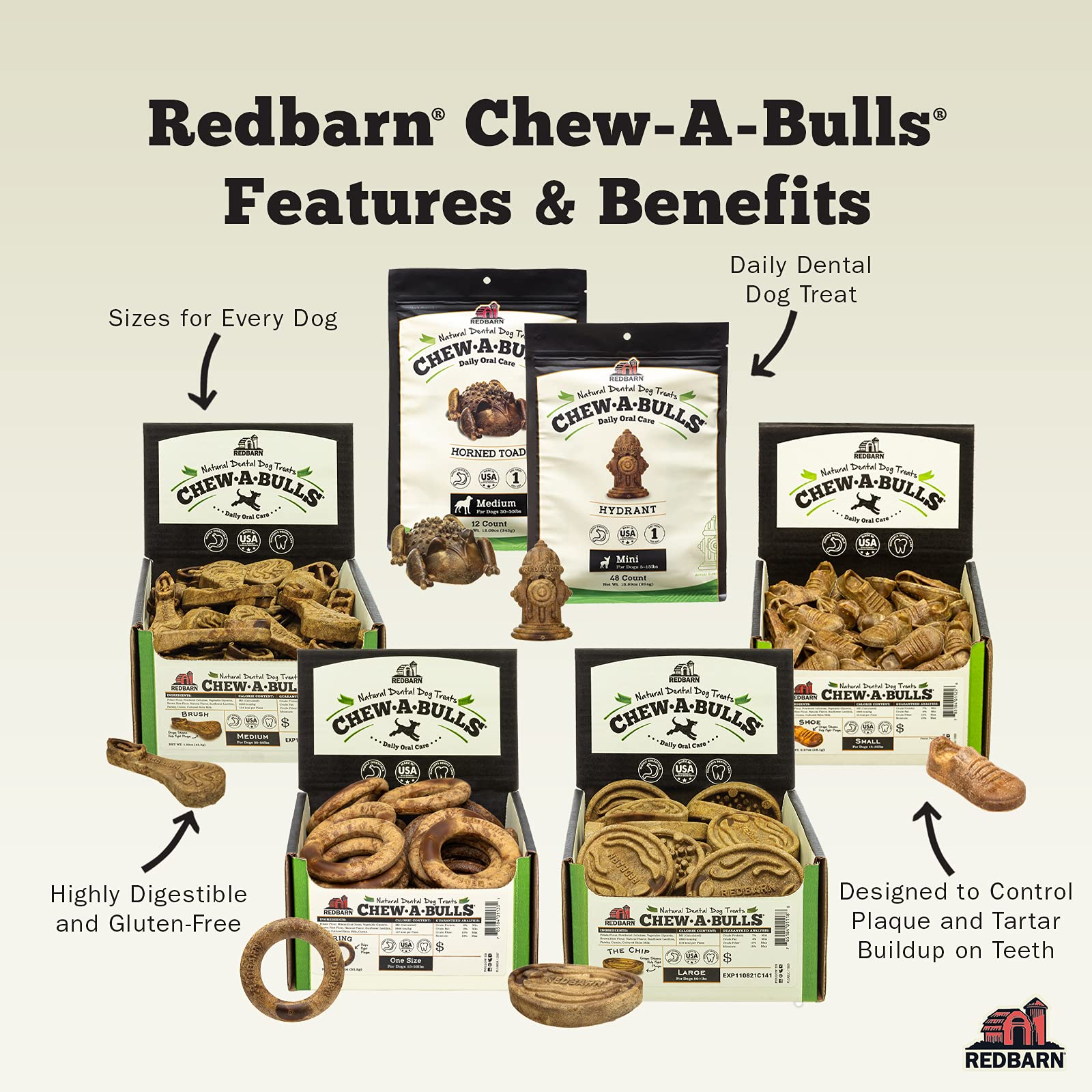 Redbarn Chew-A-Bulls (Size: Small | Shape: Hydrant | 24-Count (Pack of 1))