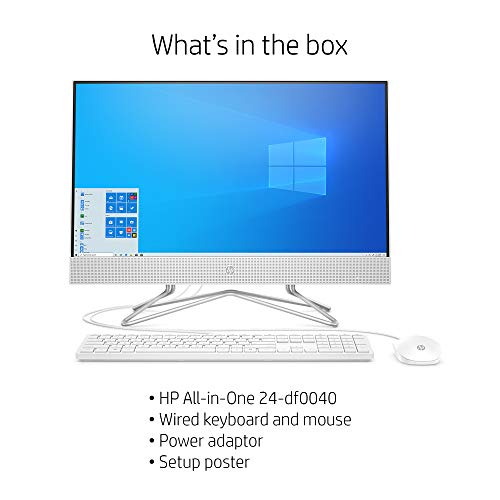 HP 24-inch All-in-One Touchscreen Desktop Computer, AMD Athlon Gold 3150U Processor, 8 GB RAM, 512 GB SSD, Windows 10 Home (24-df0040, White), Snow White