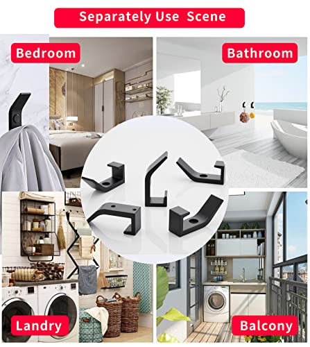 Leacas Bag Hooks, Hat Hooks, Towel Hooks for Bathroom Wall Mounted Towel Hooks Heavy Duty Black Waterproof Wall Hooks Sticky for Hanging Shower Bath Robe Coat Clothes in Bathroom Kitchen (5 pics)