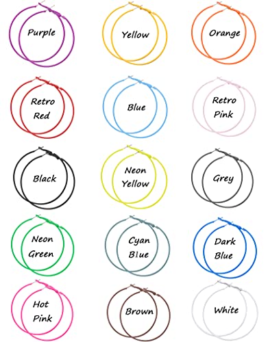 FINZOR 15 Pairs 80s Classic Big Earrings 90s Retro Neon Earrings Party Dangle Earrings Accessories for Women