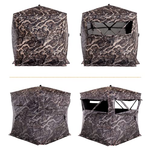 VEIL CAMO VC300 3-Person Hub Blind Tru-View – Ground Blind for Deer Hunting, 270-Degree View, Water Resistant, Durable 5-Hub Design, Backpack Carry Bag, Silent Slide Window Panels