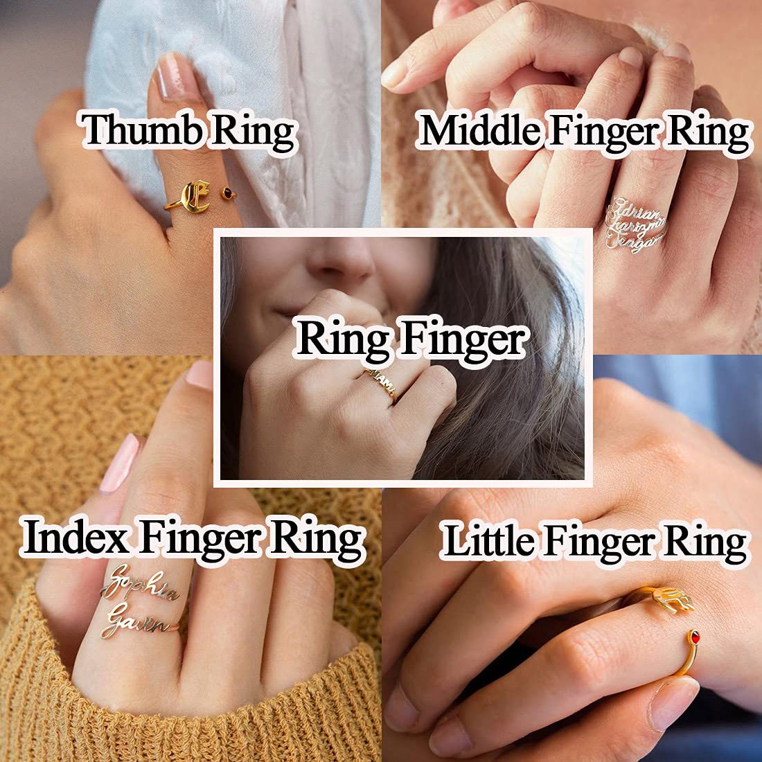 EVER2000 Personalized Name Rings for Women Sterling Silver Custom Name Rings Personalized with Name Customize Finger Ring for Engagement Wedding Christmas Gift (Butterfly Name Ring-Silver)