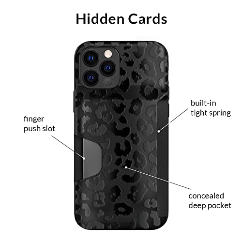 Velvet Caviar Compatible with iPhone 13 Pro Max Wallet Case for Women - Credit Card Holder Slot - Cute Slim & Protective Wallet Phone Cases [8ft. Drop Tested] - Black Leopard