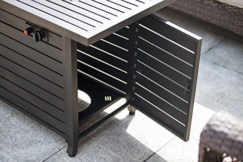 Legacy Heating 57 Inch Propane Fire Pit Table, 50000BTU Outdoor Gas Fire Pit, 2 in 1 Rectangular Firepit Extruded Aluminum w/ Lid, Glass Beads, ETL Certified for Gatherings on Garden Backyard, Mocha.