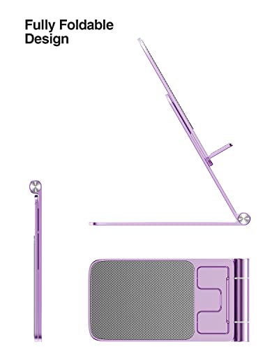 MEISO Cell Phone Stand, Fully Foldable Phone Holder for Desk, Desktop Mobile Phone Cradle Dock Compatible with iPhone, Samsung Galaxy, iPad Mini, Tablets Up to 10β (Lilac Purple)