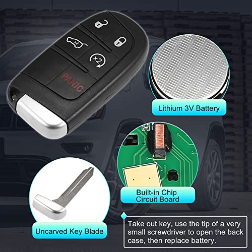 X AUTOHAUX 2pcs 433MHz M3N40821302 Replacement Keyless Entry Remote Car Key Fob for Jeep Grand Cherokee 2014-2020 5 Buttons with Door Key 46 Chip