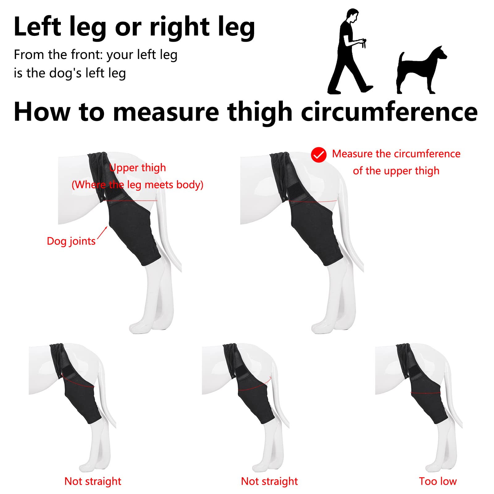 LKJYBG Pet Dog Knee Brace Adjustable Multifunctional Protective Gear with Magic Stickers for Wounds Heals Black M