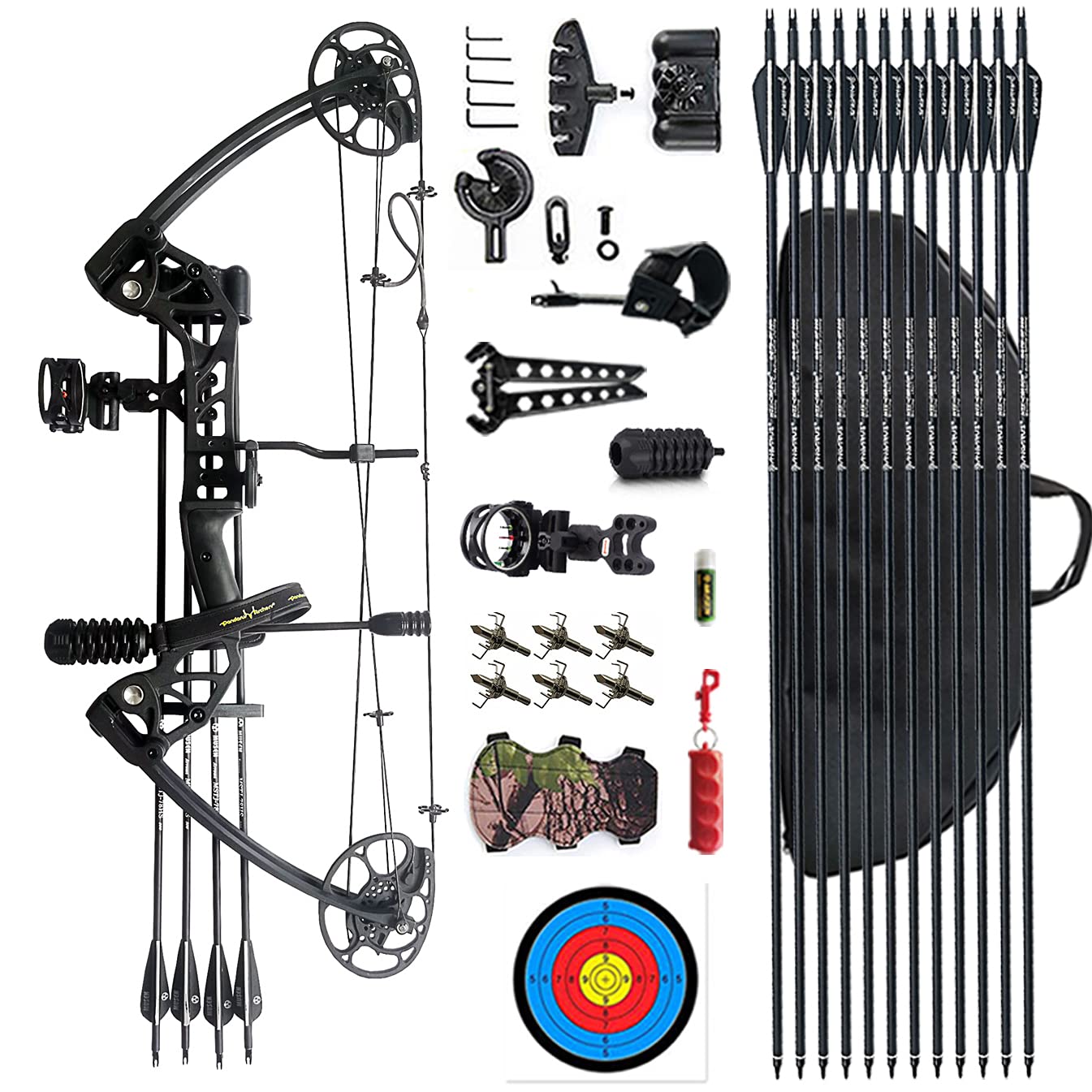 evercatch Compound Bow Set 30-70 LB Hunting Target Bow Kit 2022 New Model | Fully Adjustable 24.5-31”(Black)