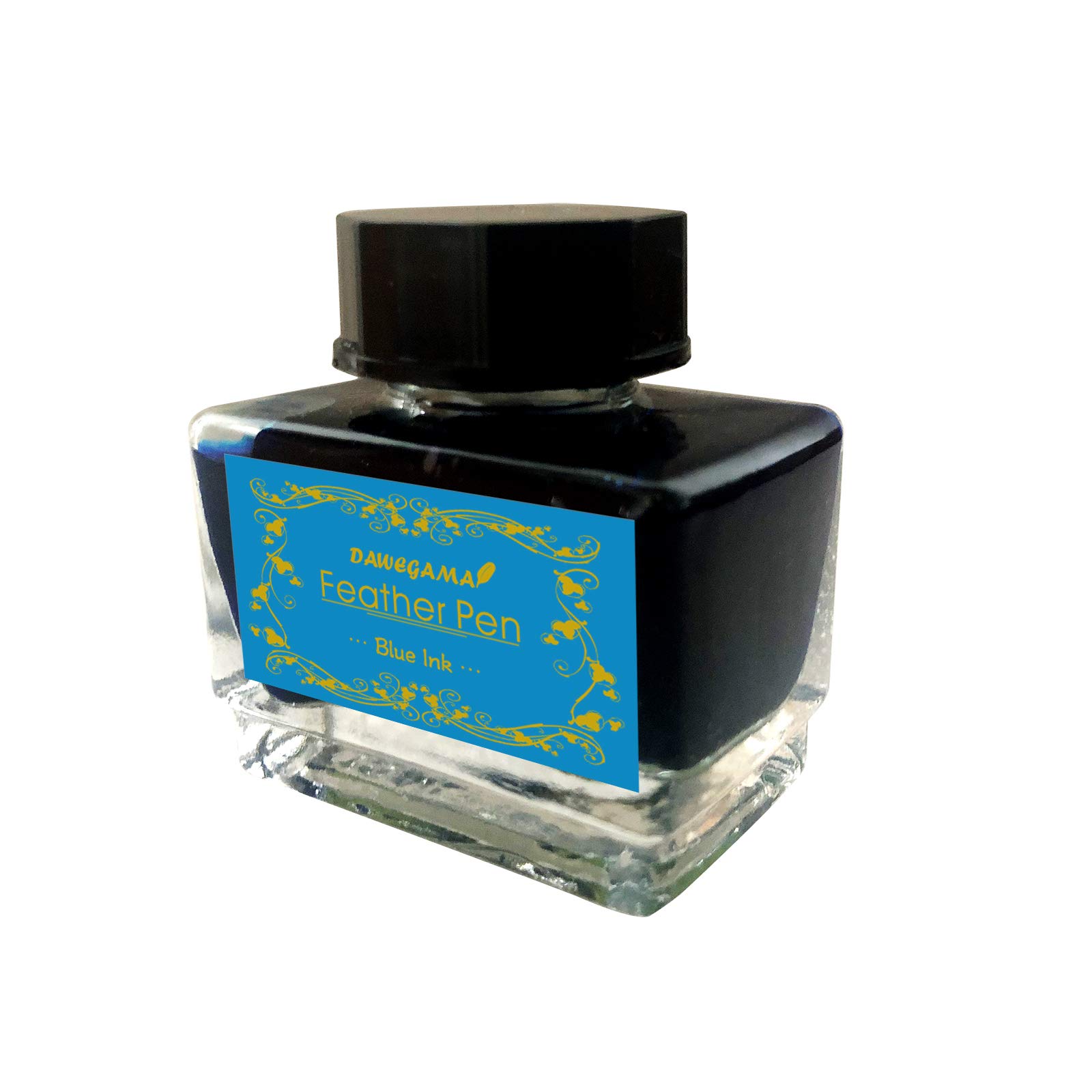 DAWEGAMA 15 Ml Small Square Bottle Gold Powder Colored Dip Pen Quill Pen Glass Pen Feather Pen Ink (Blue)