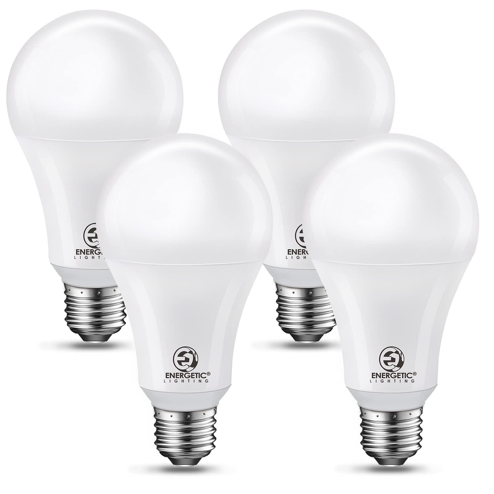 ENERGETIC A21 LED Light Bulb 150 Watt Equivalent, 2600LM Dimmable Bright LED Bulbs, Daylight 5000K, Damp Rated, E26 Base, UL Listed, 4 Pack