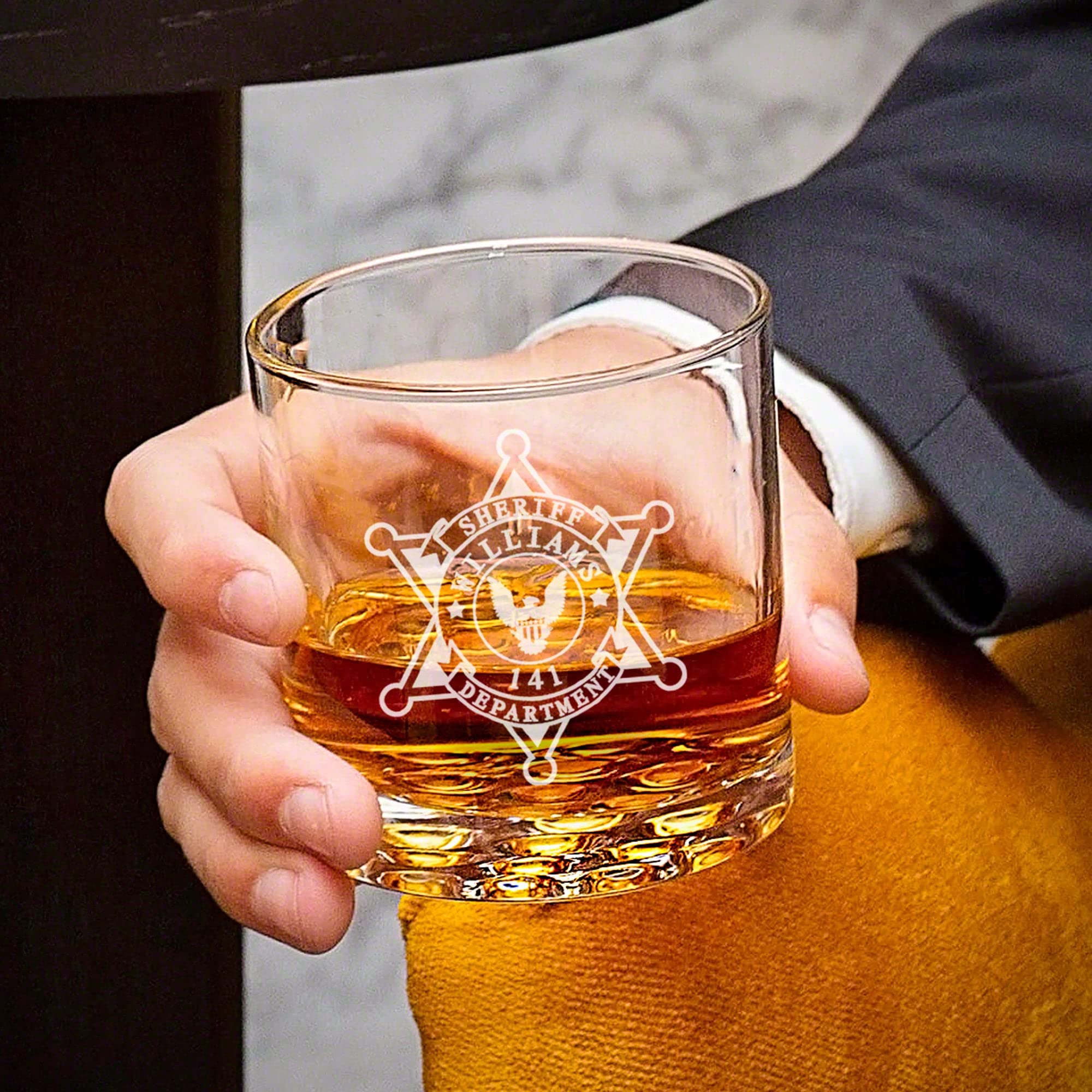 HomeWetBar Personalized Whiskey Glass with Police Badge (Custom Product)