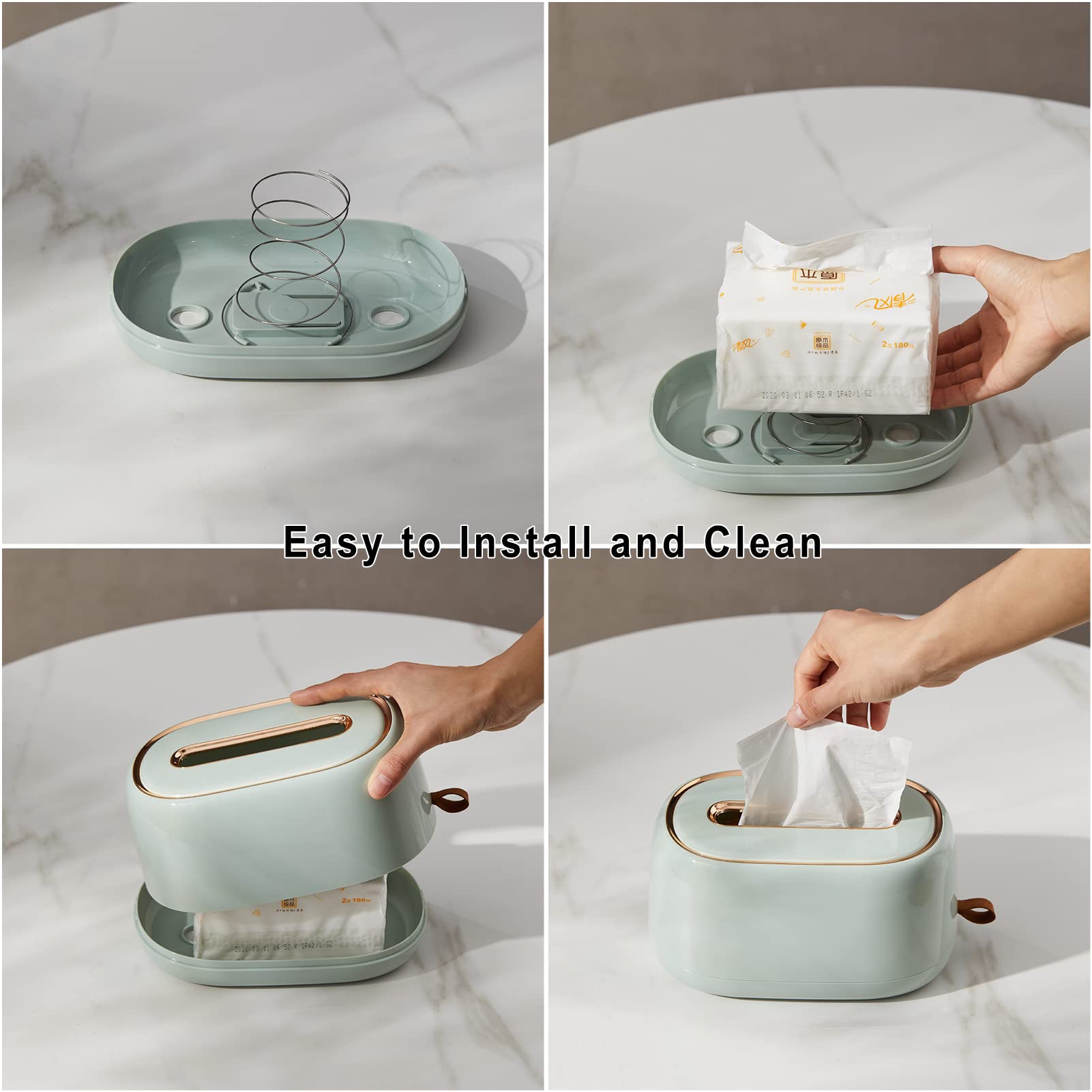 LtyTz 2 Pack Mini Trash Can and Tissue Box Holder,Waste Can with Press Type Lid for Bathroom Vanity, Desktop, Kitchen, Tabletopand Office