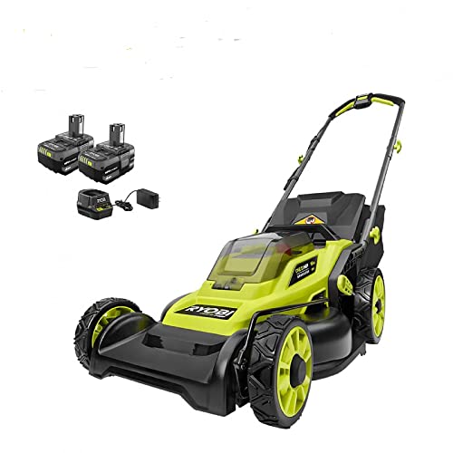 RYOBI 18V ONE+ HP Brushless 16'' Lawn Mower Kit 2 Batteries (Reed) GREEN